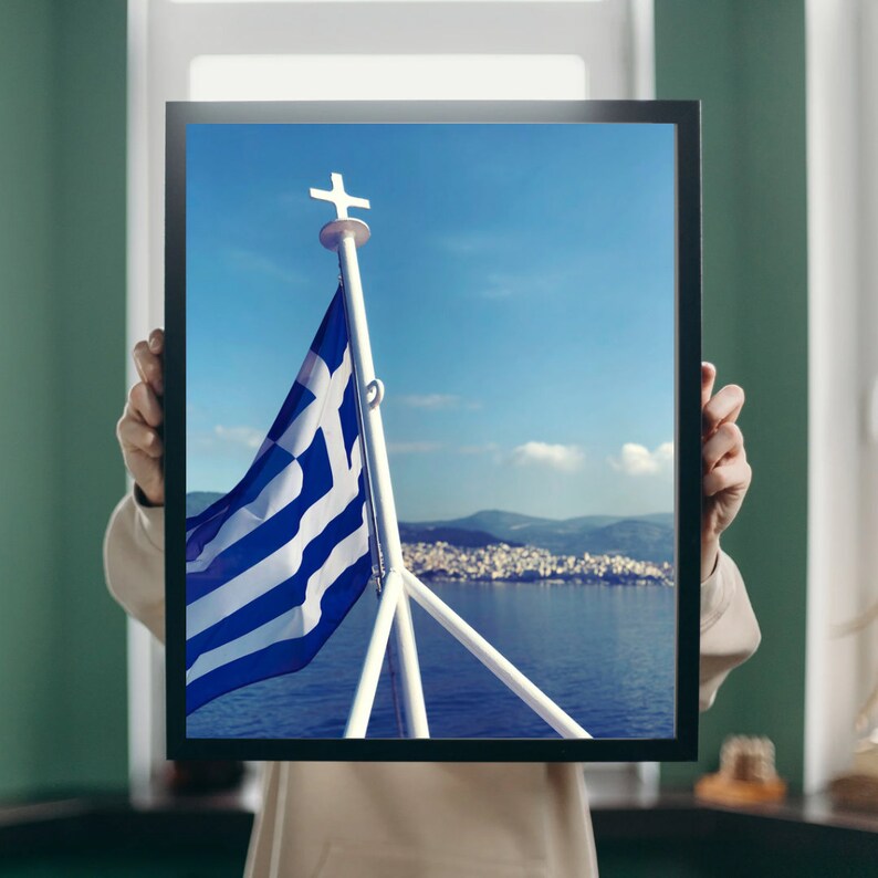 Instant Download: Greek Flag in the Sea - Digital Wall Art in 5 Sizes ...