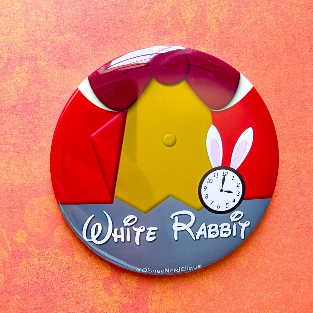 White Rabbit "3 Pin Back Button - Etsy