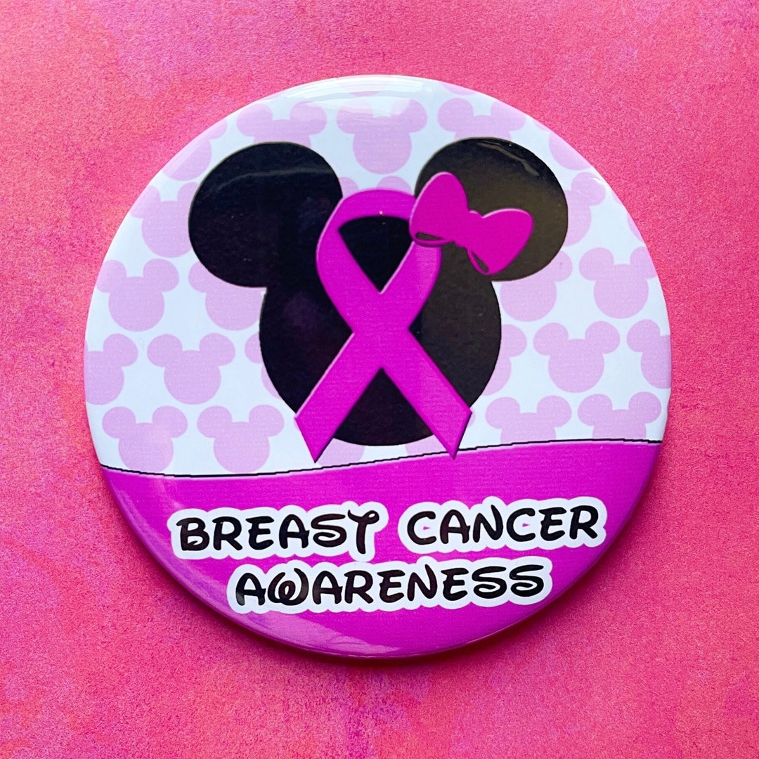 Minnie Mouse Inspired Breast Cancer Awareness 3" Inch Pin Back Button ...