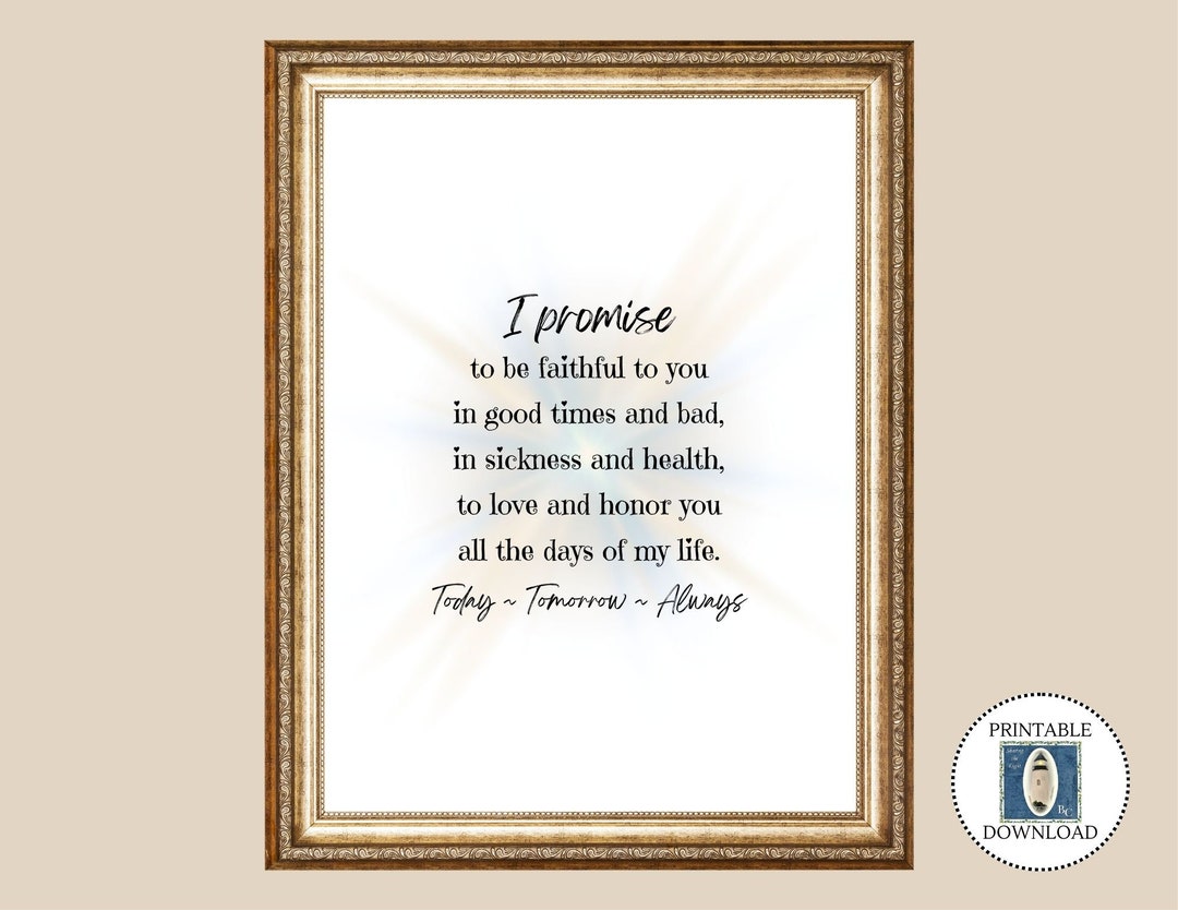 Catholic Marriage Vows Printable Decor Anniversary Gift for - Etsy