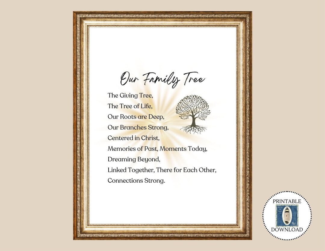 Our Family Tree Verse Printable Home Decor Christian Wall - Etsy Australia