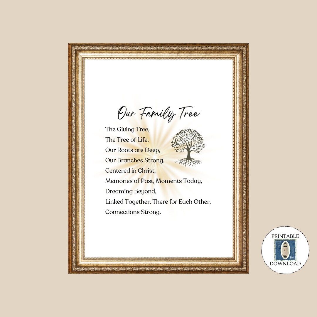 Family Gift Idea Our Family Tree Verse Printable Home Decor - Etsy