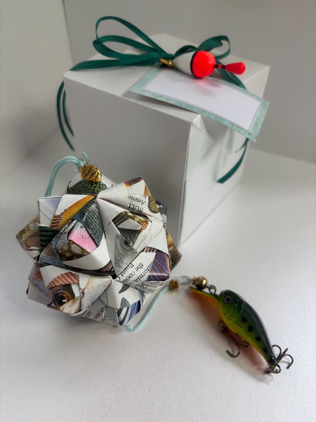 Fishing Origami Kusudama: Upcycled Paper Art, Lure Ornament - Etsy