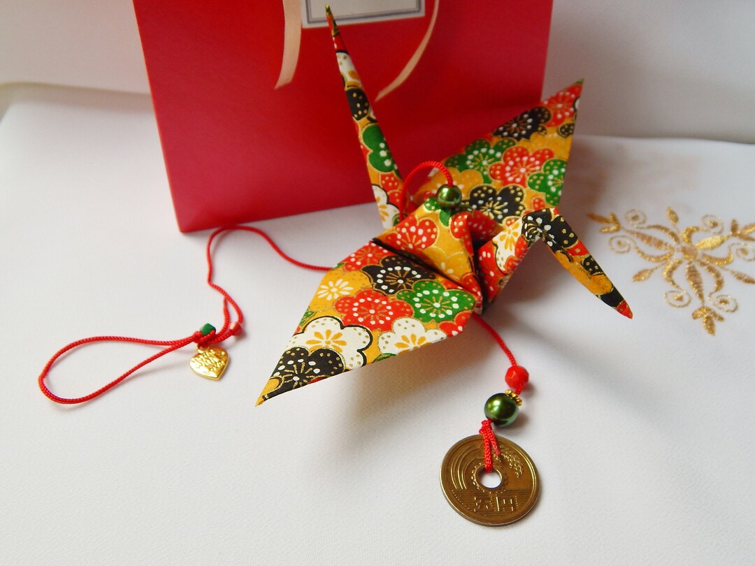 Origami Crane, 5 Yen Good Luck Coin, Thank You Gift, Wedding Gift ...