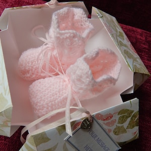 Pink Baby Booties, 0-3 Months, Crib Shoes, Baby Shower Gift ...
