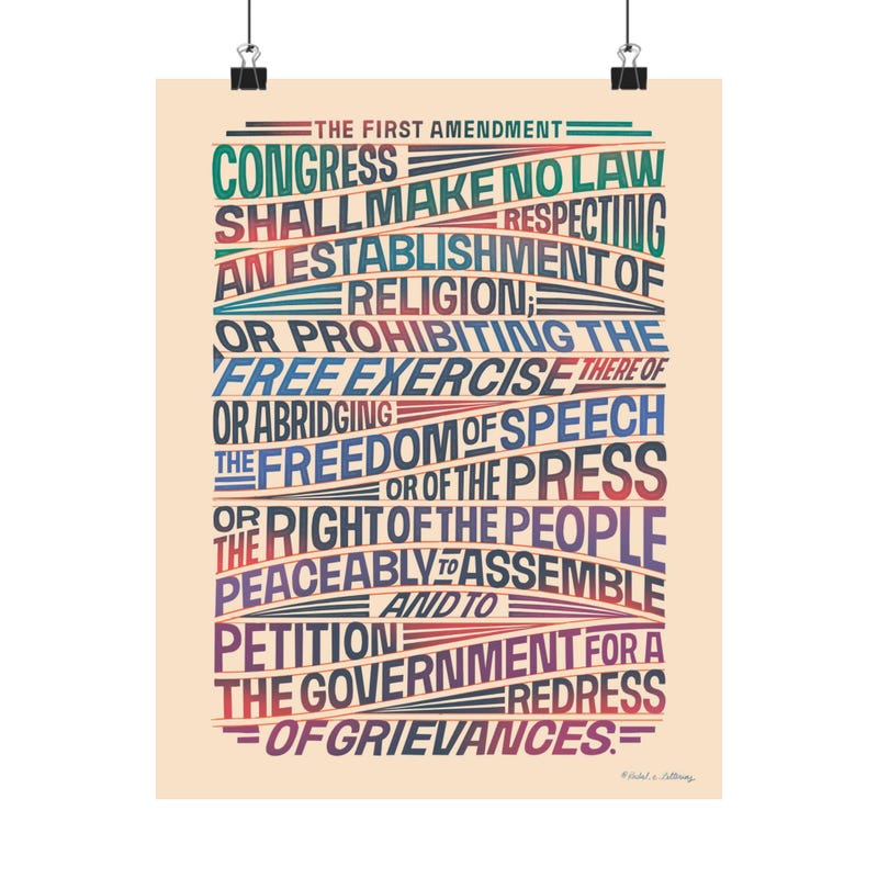 U.s. Constitution Amendments Poster - Etsy