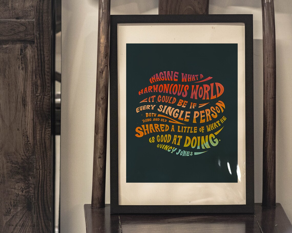 Musical Art Quote, Inspirational Art, Typography Poster, Quincy Jones ...