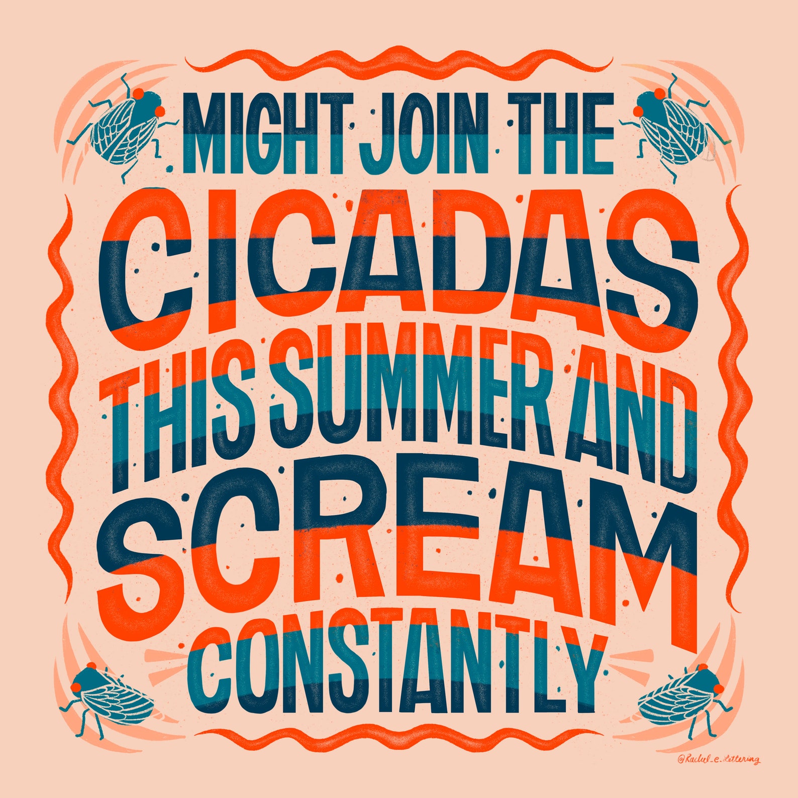 Cicadas Print Funny Quotes Retro Type Hand Drawn Printable | Etsy