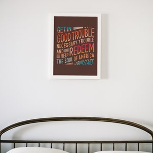 John Lewis Quote Print, Civil Rights Poster Art, Good Trouble, Black ...