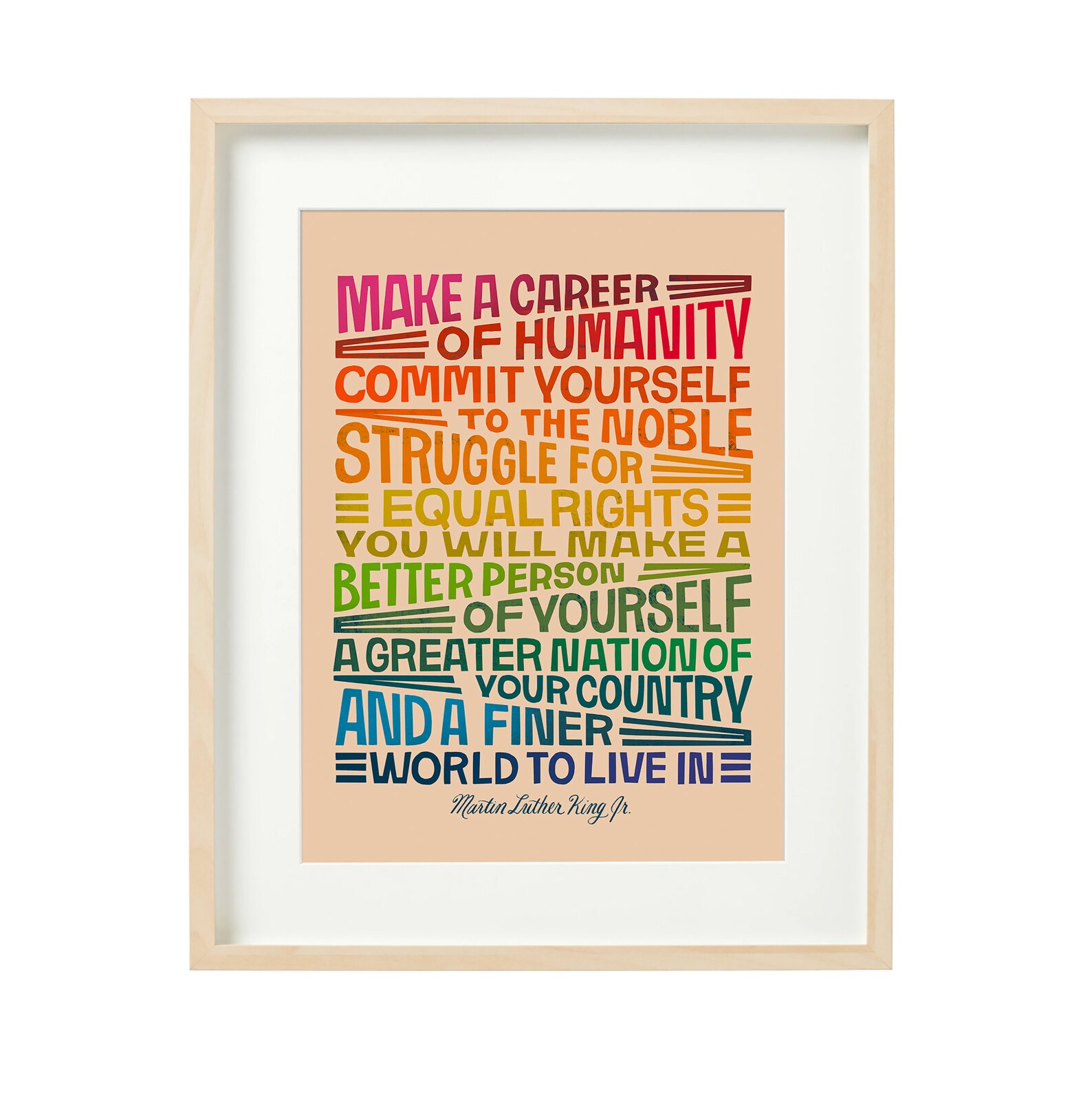 Martin Luther King Jr, Rainbow Art, Equal Rights, Typography Print ...