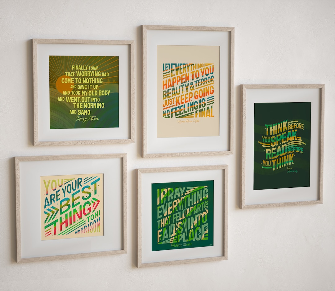 Gallery Wall Set, Set of 5 Prints, Instant Download, Girls Room Decor ...