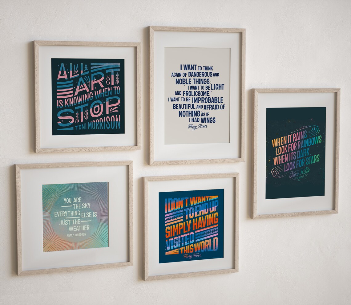 Oscar Wilde Typographic Poster Rainbow Quote Girls Room - Etsy