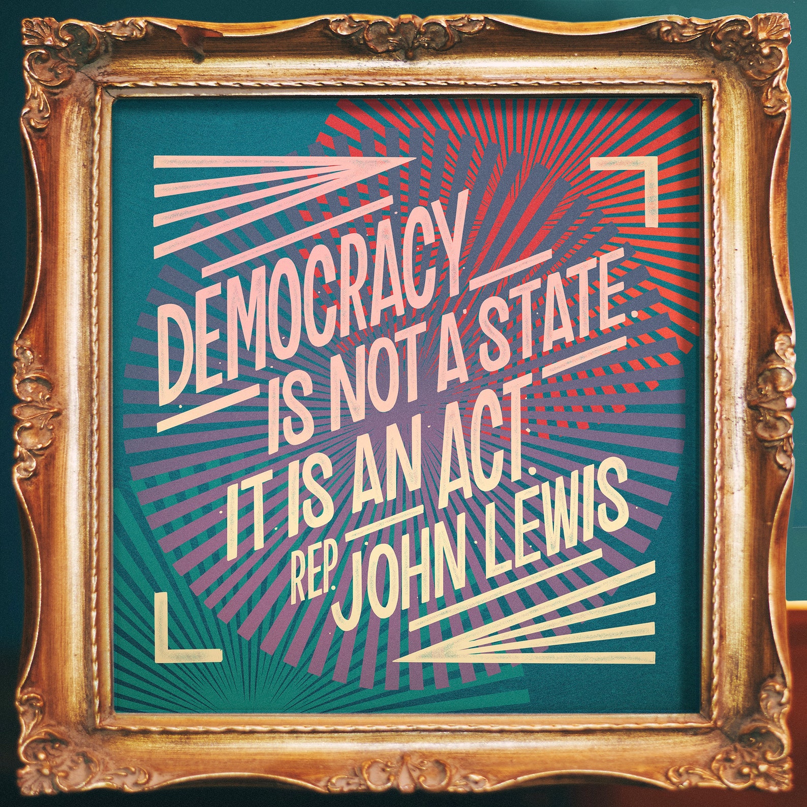 Democracy Quote John Lewis Print Voting Poster Typographic - Etsy