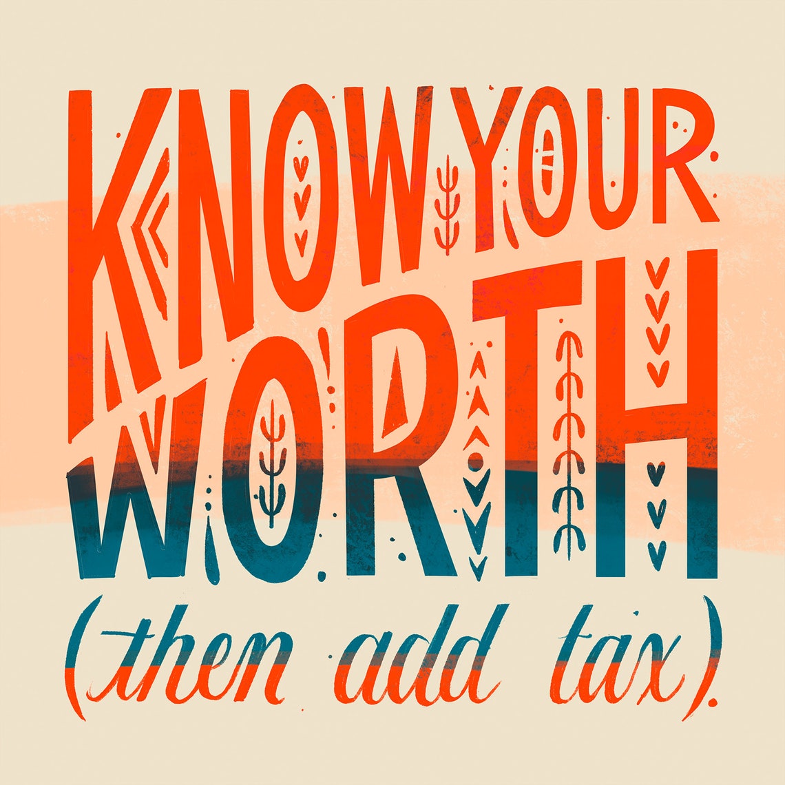 Know Your Worth Inspirational Art Typographic Poster | Etsy