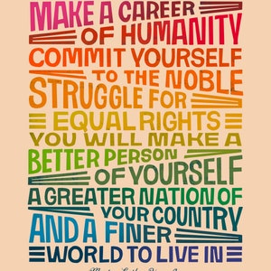 Martin Luther King Jr, Rainbow Art, Equal Rights, Typography Print ...