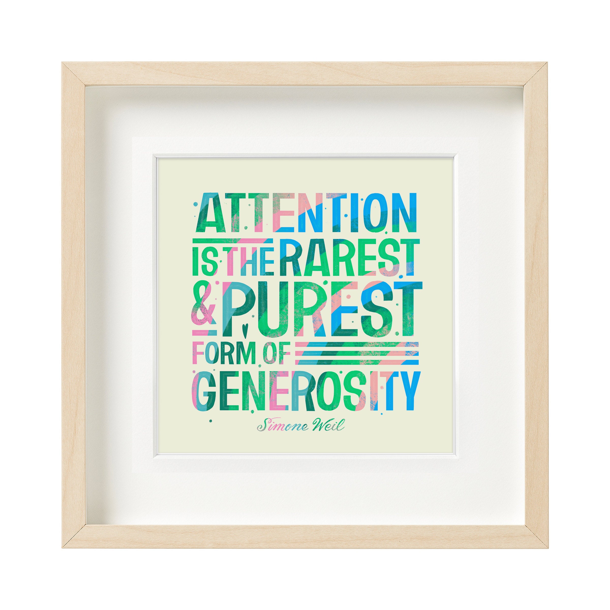 Attention Quotes Wall Art, Simone Weil, Meditation Decor, Pay Attention ...