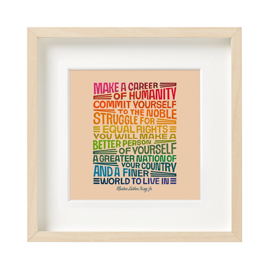 Martin Luther King Jr, Rainbow Art, Equal Rights, Typography Print ...