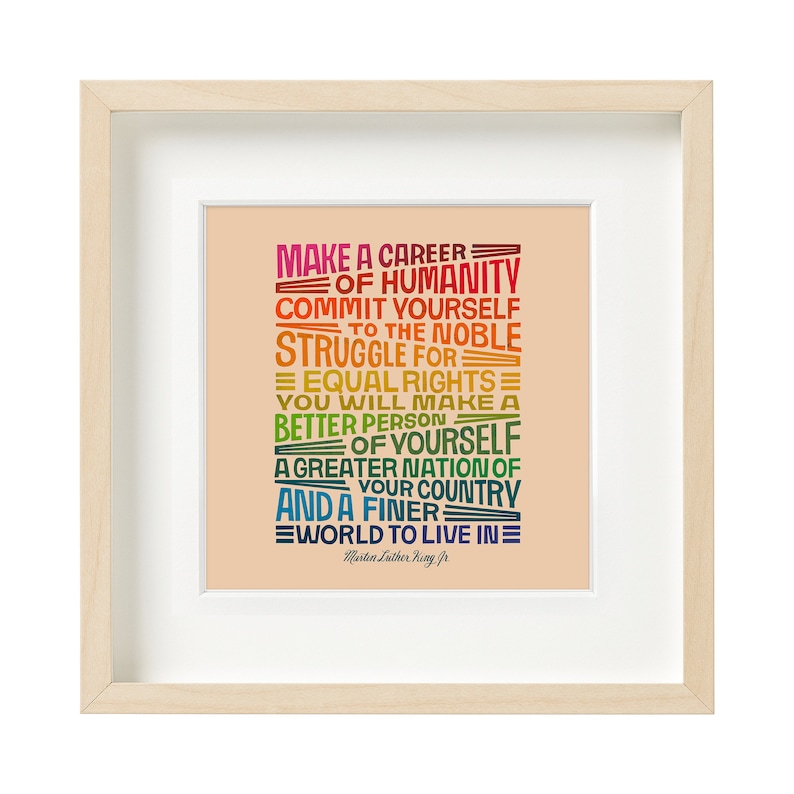 Martin Luther King Jr, Rainbow Art, Equal Rights, Typography Print ...