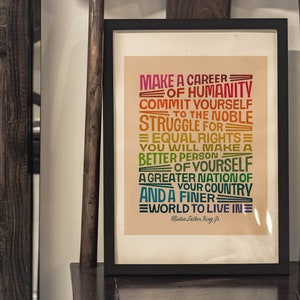 Martin Luther King Jr, Rainbow Art, Equal Rights, Typography Print ...