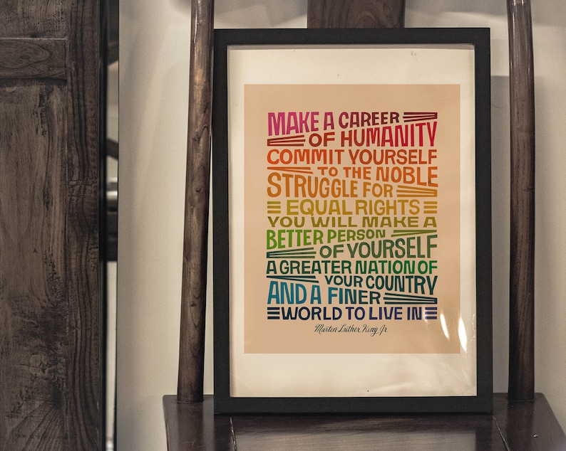 Martin Luther King Jr, Rainbow Art, Equal Rights, Typography Print ...