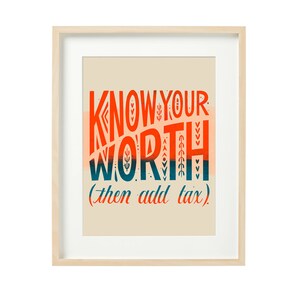 Know Your Worth, Inspirational Art, Typographic Poster, Gallery Wall ...