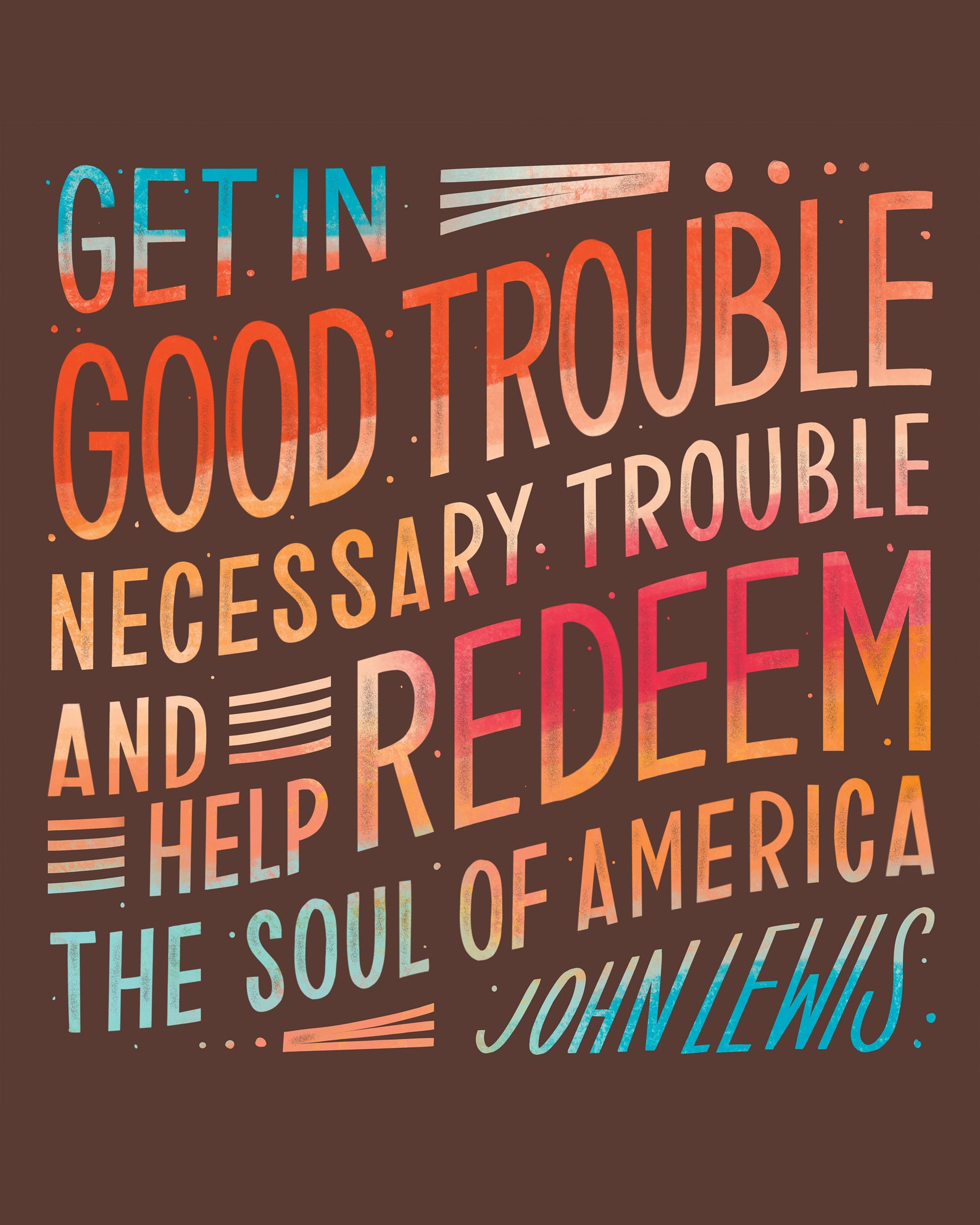 John Lewis Quote Print Civil Rights Poster Art Good Trouble | Etsy