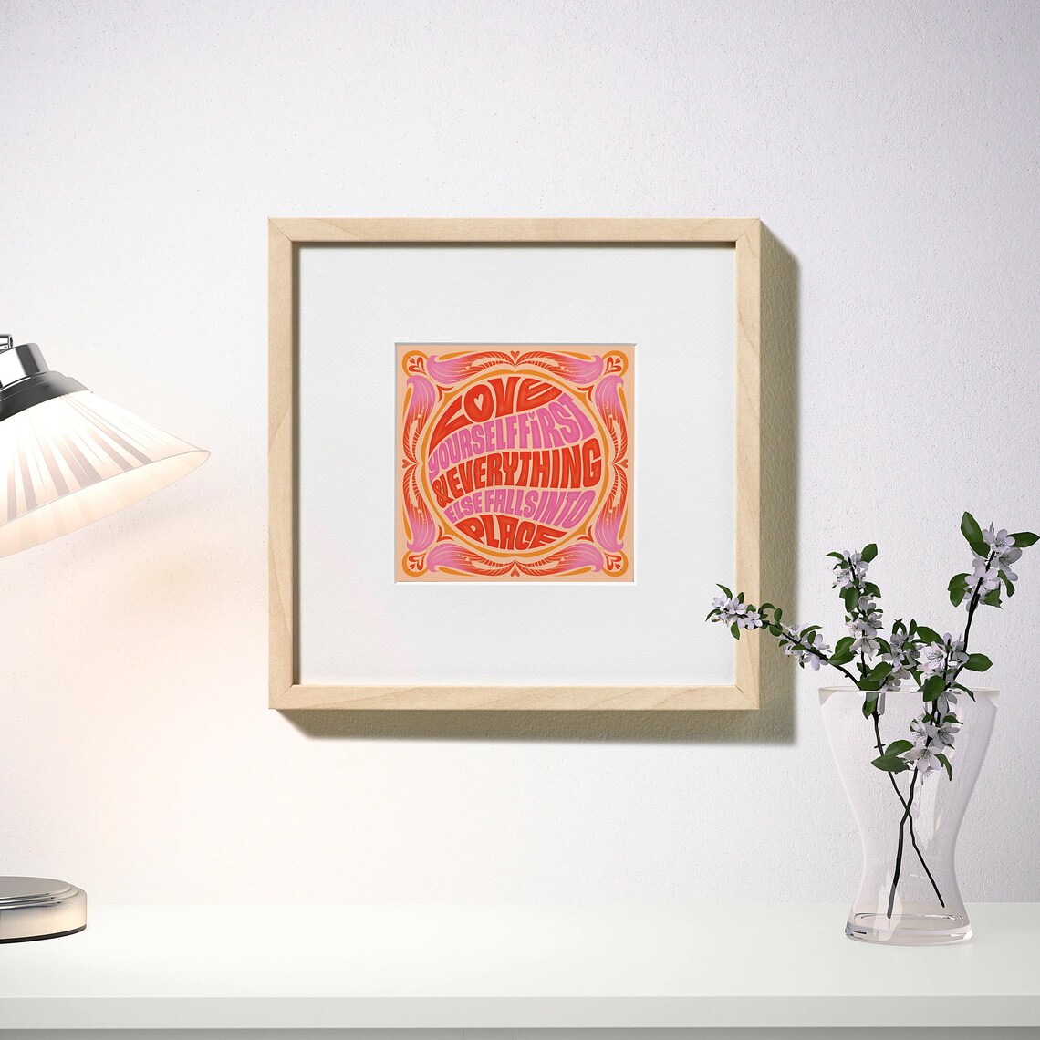 Love Yourself Retro Wall Art Self Care Gift Colorful Wall - Etsy