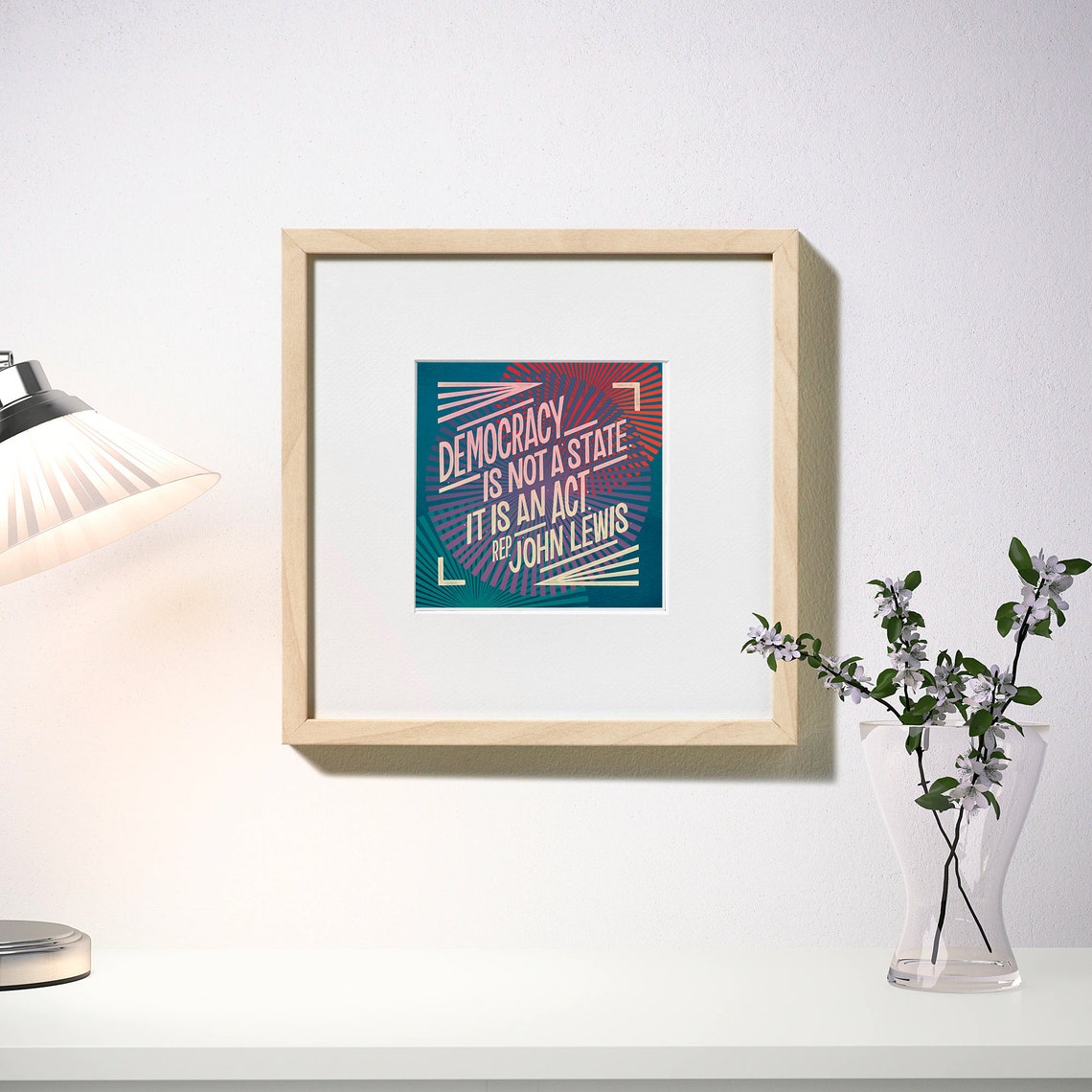 Democracy Quote John Lewis Print Voting Poster Typographic - Etsy