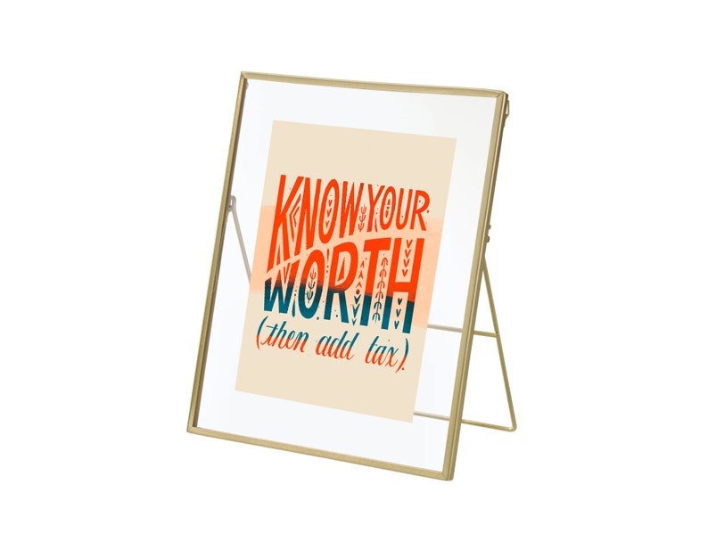 Know Your Worth Inspirational Art Typographic Poster | Etsy