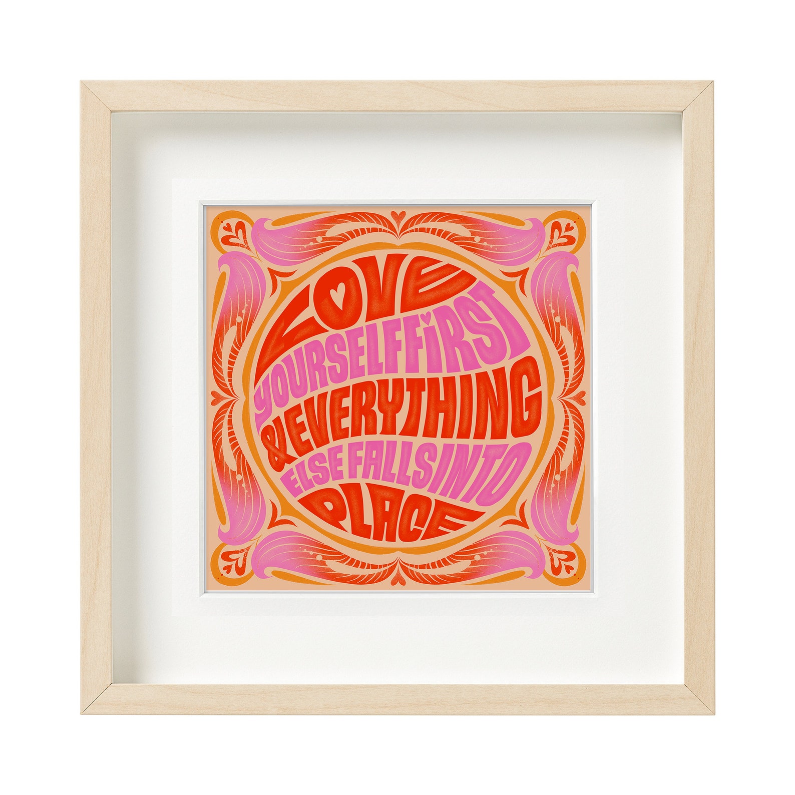 Love Yourself Retro Wall Art Self Care Gift Colorful Wall - Etsy