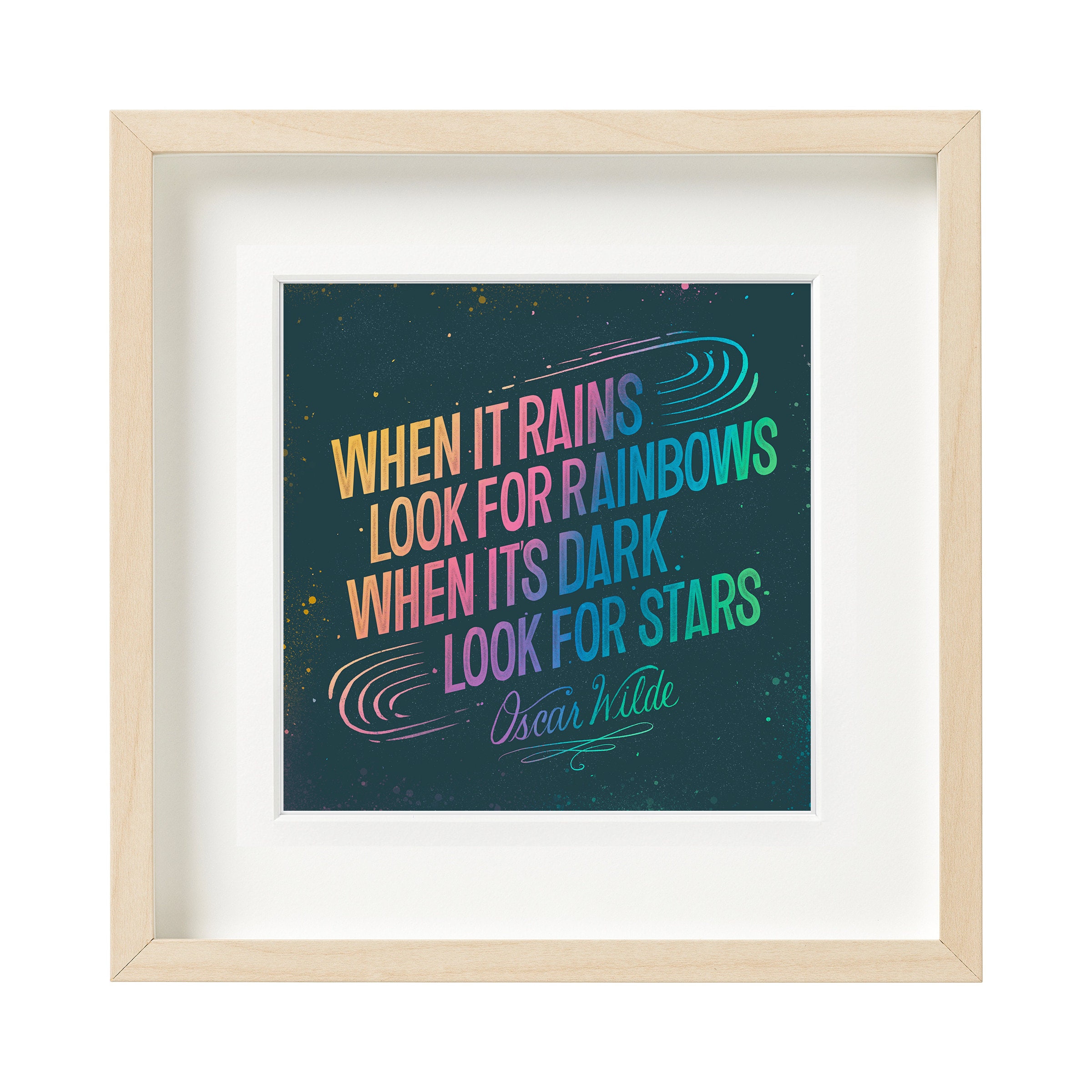 Oscar Wilde, Typographic Poster, Rainbow Quote, Girls Room Decor ...