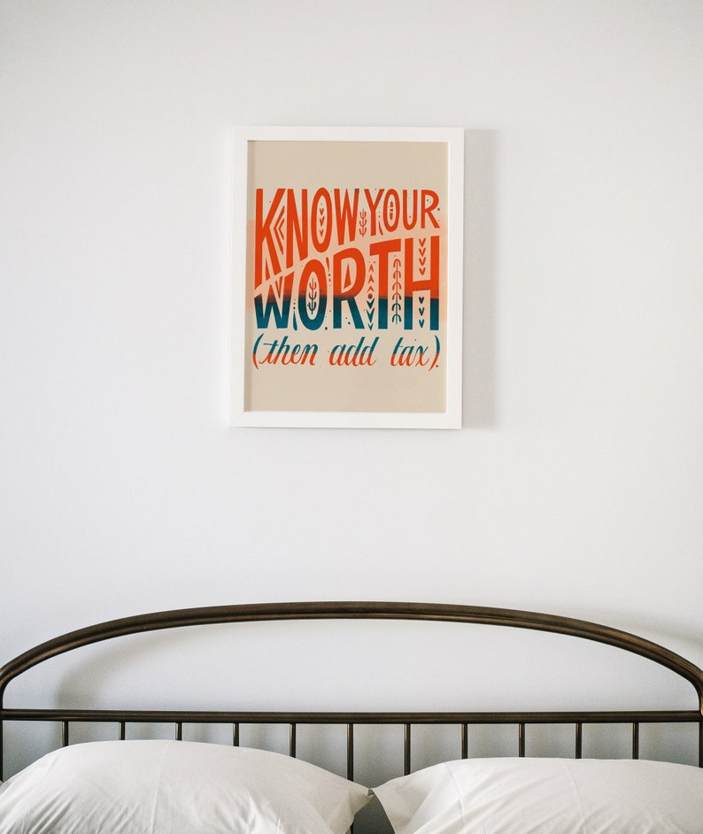 Know Your Worth Inspirational Art Typographic Poster | Etsy