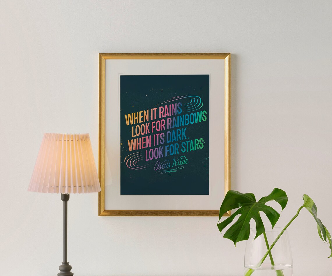 Oscar Wilde Typographic Poster Rainbow Quote Girls Room - Etsy