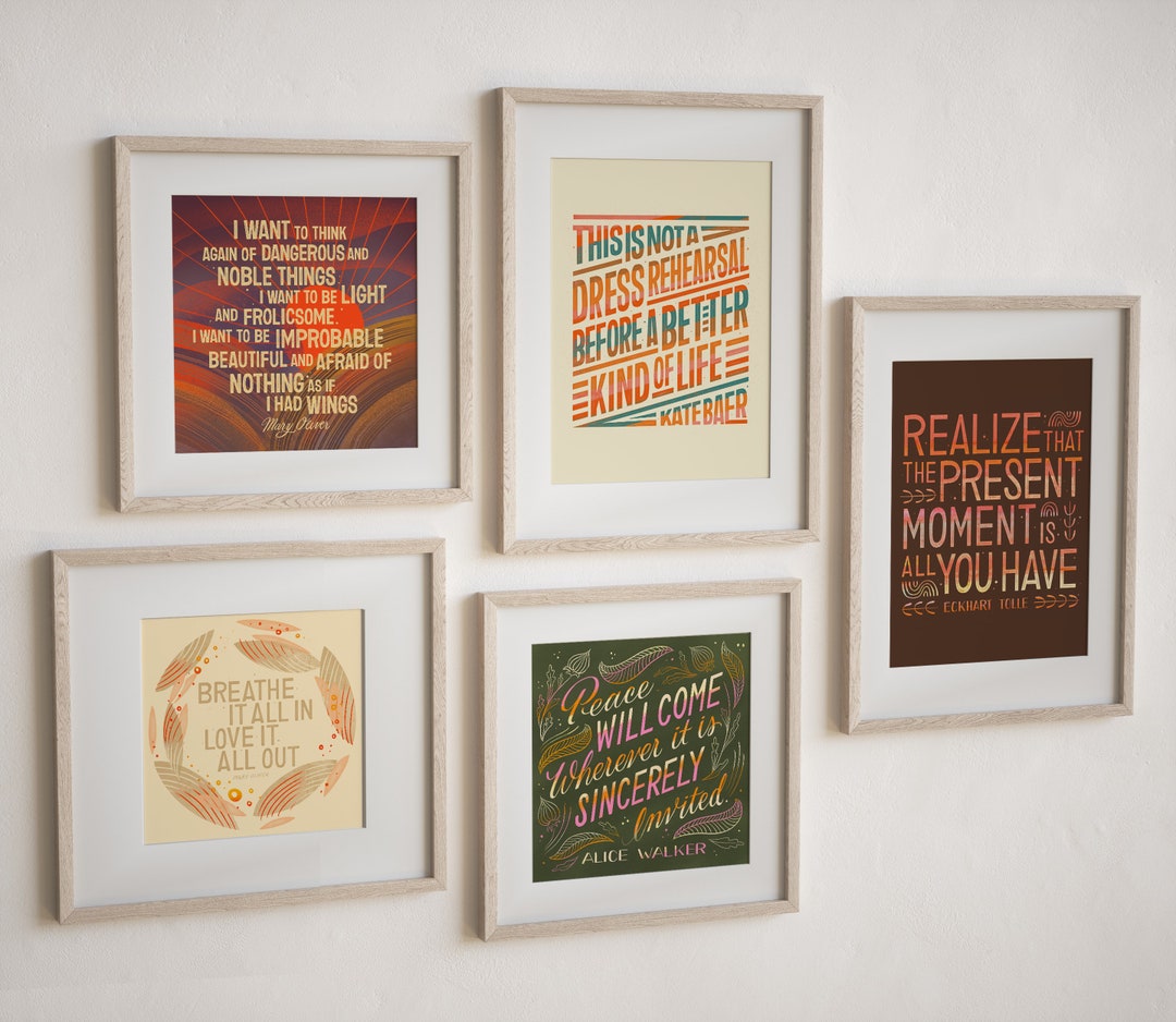 Gallery Wall Set, Set of 5 Prints, Quote Wall Art, Boho Wall Decor ...
