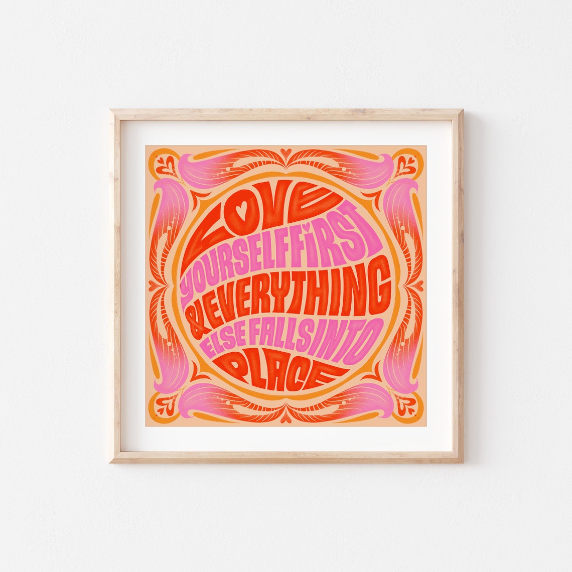 Love Yourself Retro Wall Art Self Care Gift Colorful Wall - Etsy