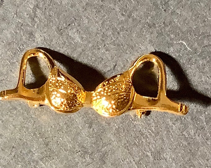Vintage Golden Bra or Bikini Brooch - Etsy