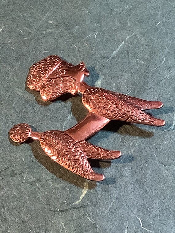 Whimsical Copper Poodle Figural Brooch - Gem