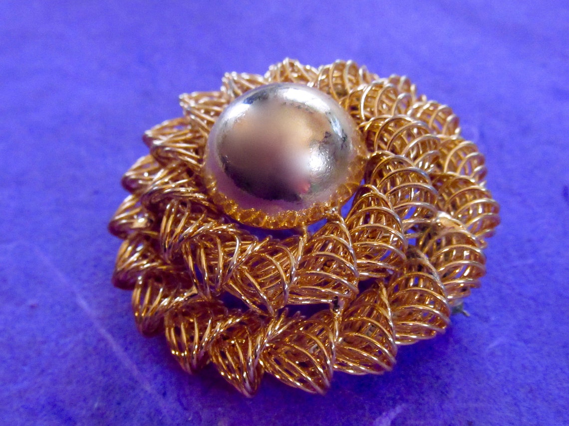Large Layered Spiral Wire Heavy Gold Tone Brooch - Etsy