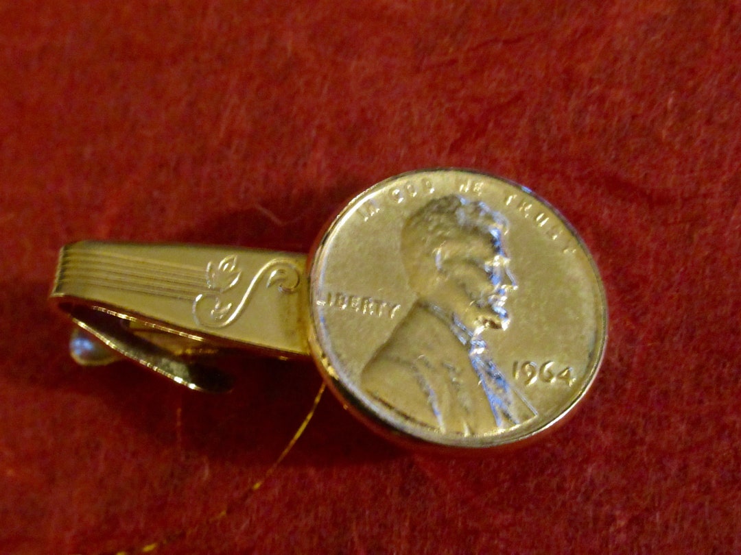 Golden 1964 One Cent Penny Tie Clip - Etsy