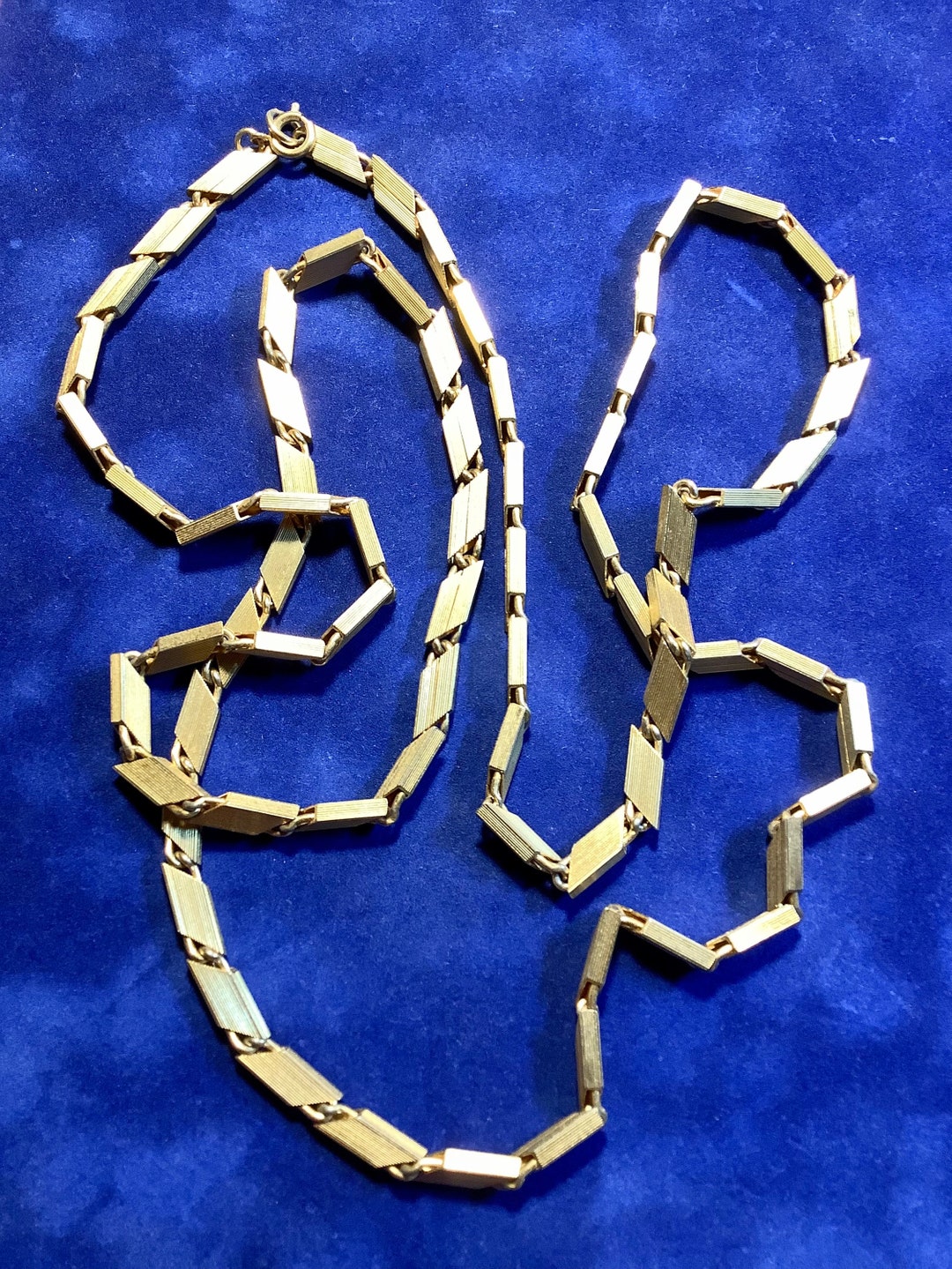 Long Diagonal Link Heavy Gold Tone Necklace 47 Inch - Etsy