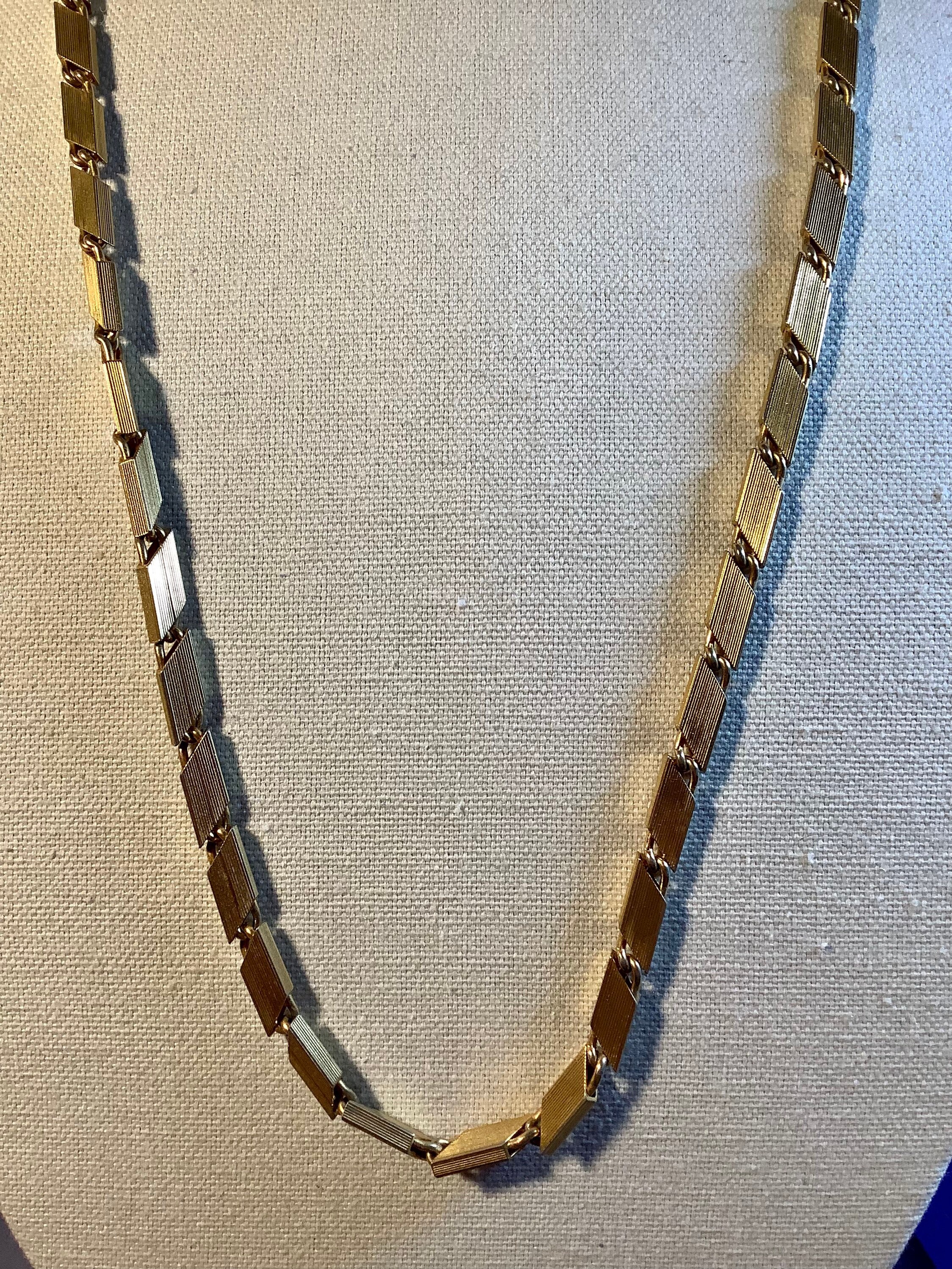 Long Diagonal Link Heavy Gold Tone Necklace 47 Inch - Etsy