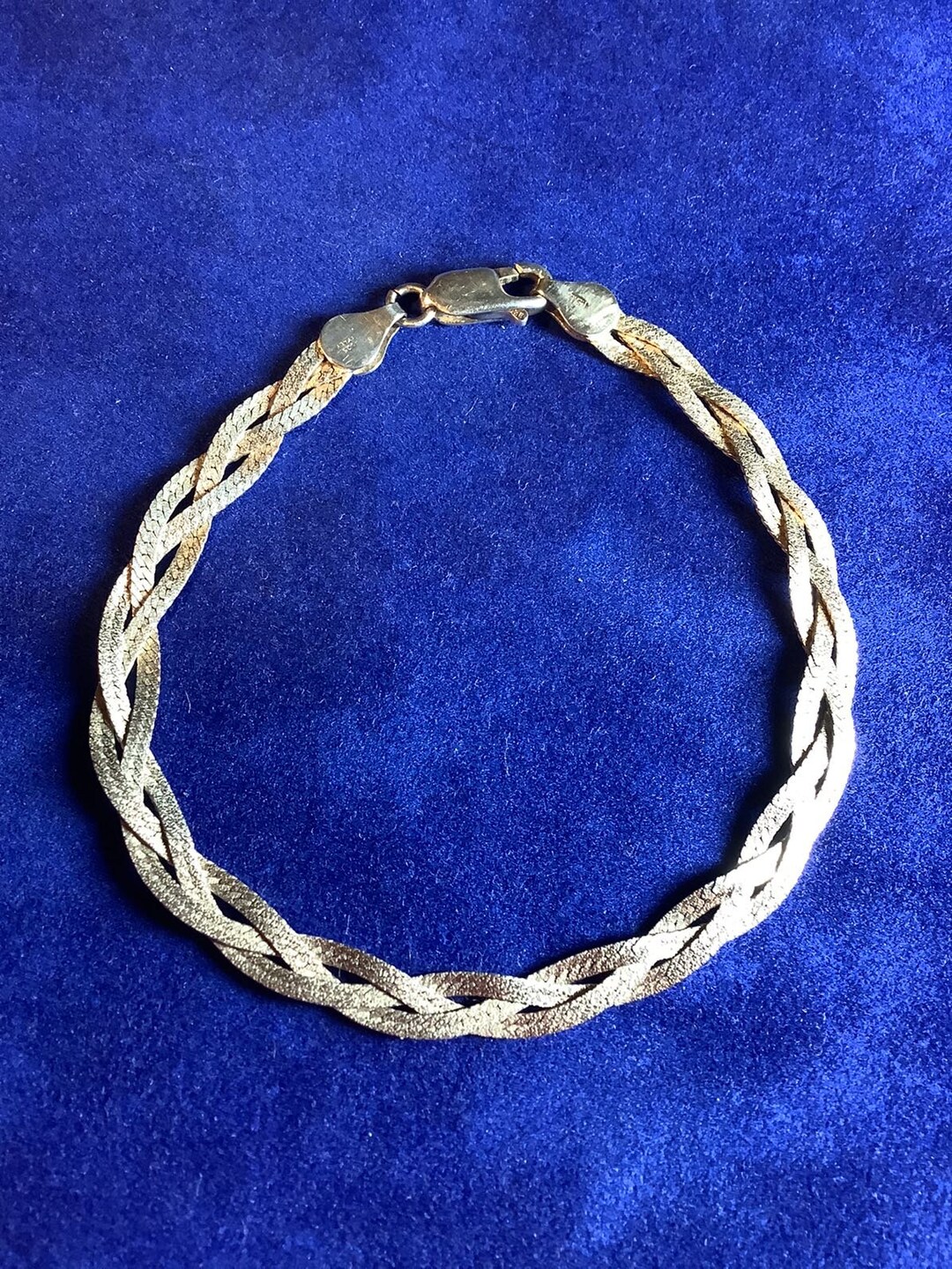 Sterling Silver Flat Braided Bracelet 8 Inch ISC 925 Italy - Etsy