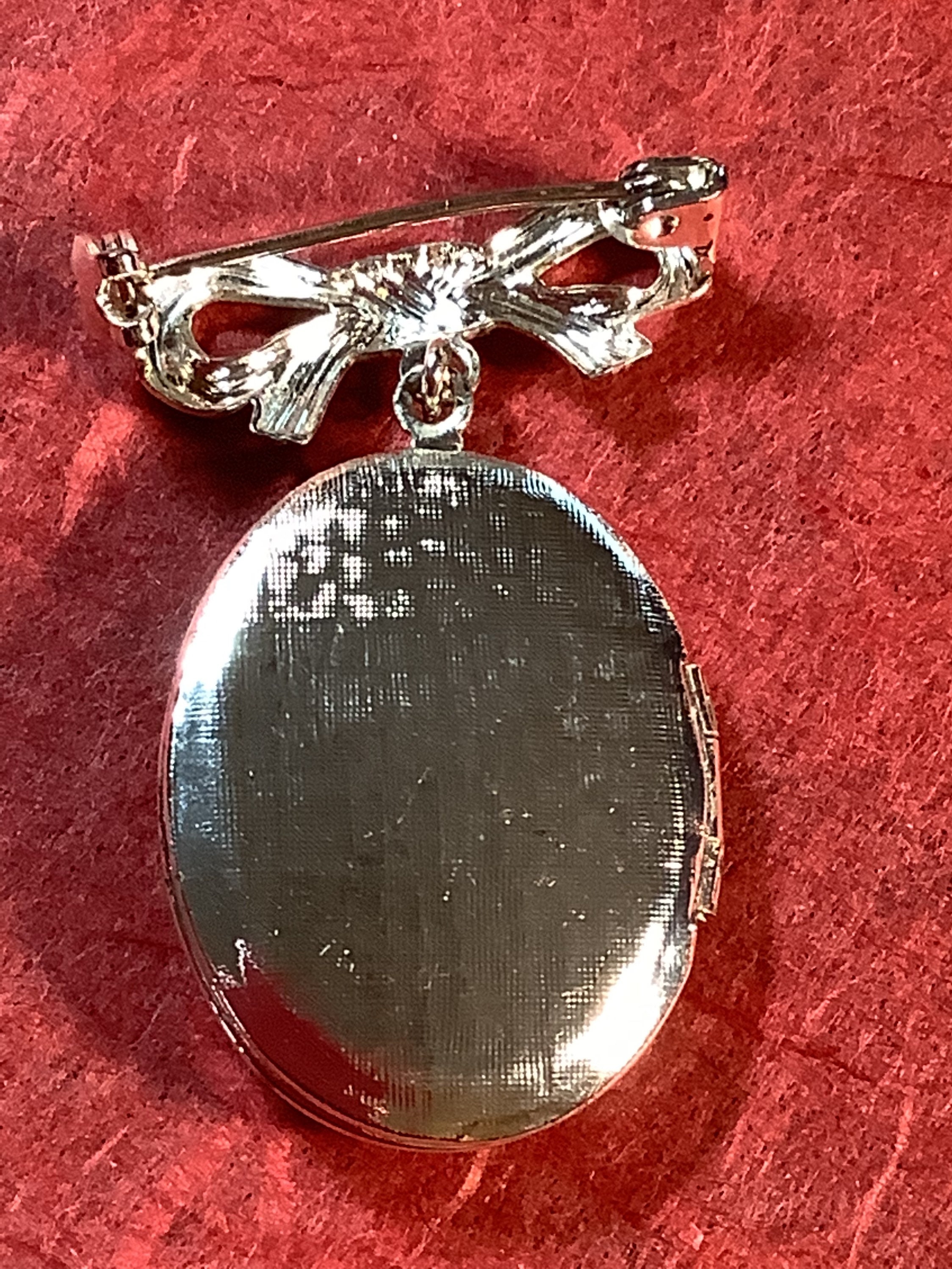 Cameo Locket Silver Tone Dangle Brooch - Etsy