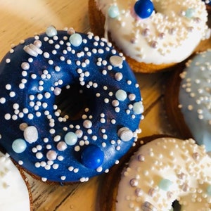 12 Blue Baby White Mini Donuts Doughnuts Wedding Baby Bridal Christmas ...