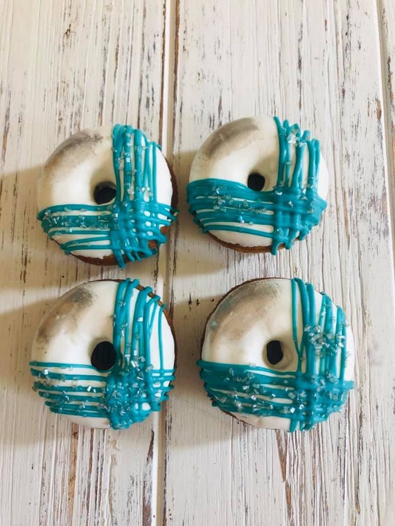 12 Teal Silver White Mini Donuts Doughnuts Wedding Baby Bridal - Etsy UK