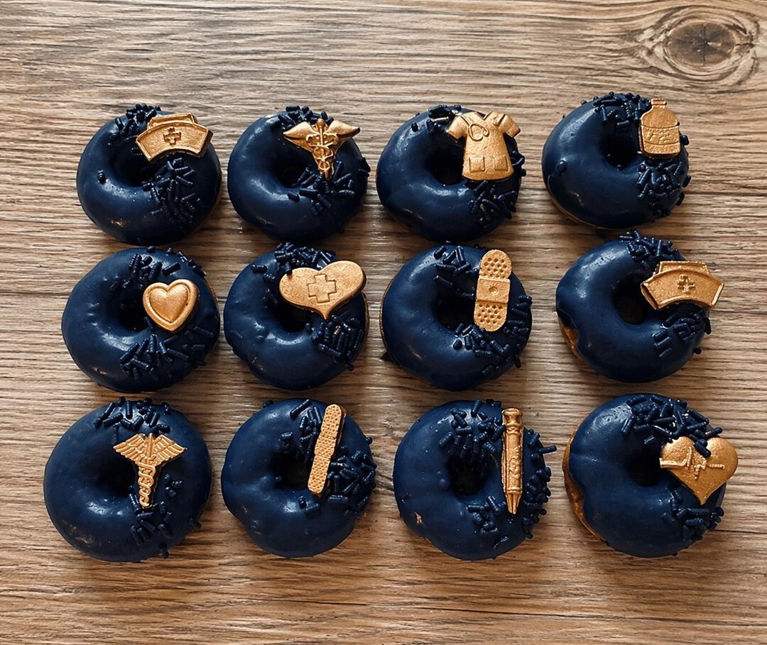 12 Nursing Graduation Mini Donuts, Nurse Theme Party Desserts, RN ...