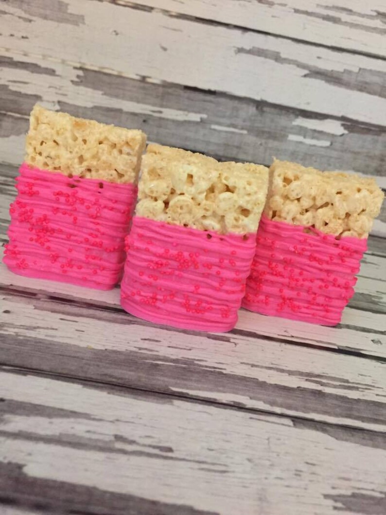 12 Hot Pink Rice Crispy Krispie Treats Baby Shower Birthday - Etsy