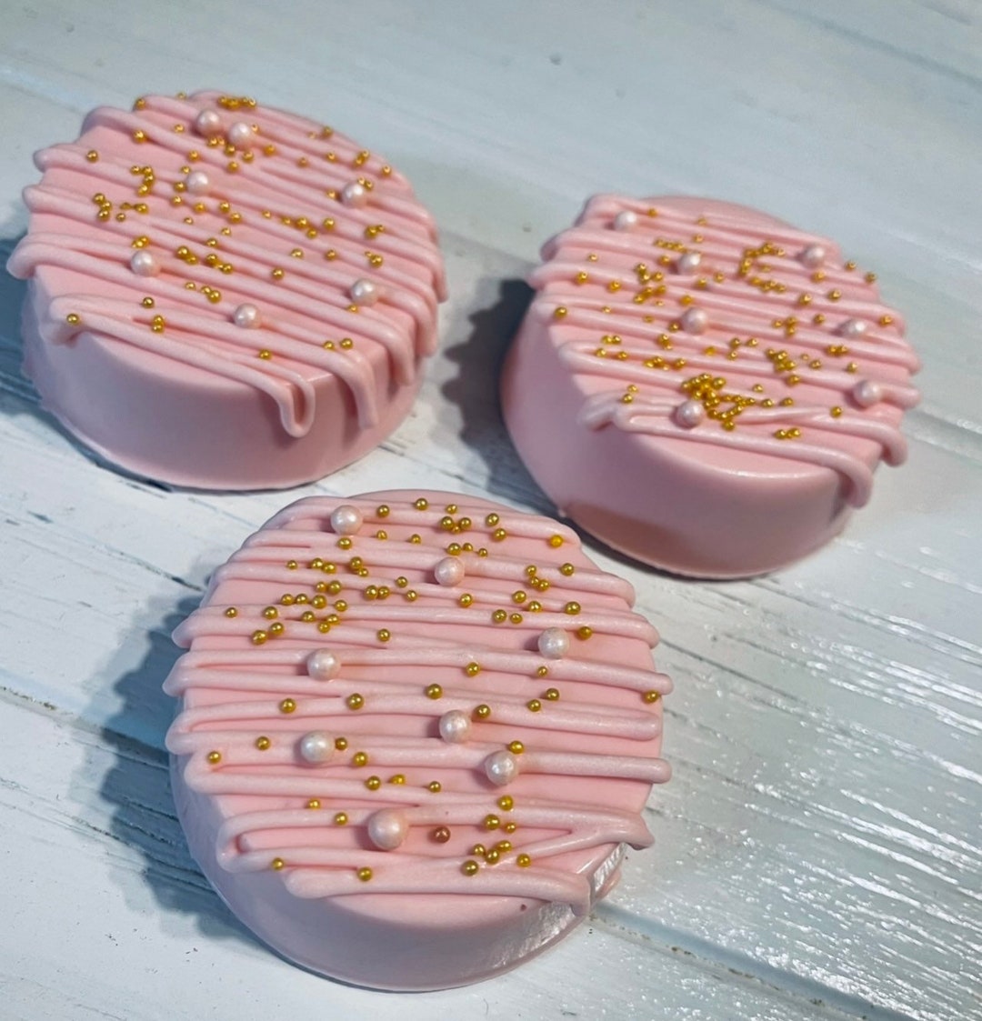 12 Rose Gold and Pink Chocolate Covered Oreo Oreos Sweets Table Wedding ...