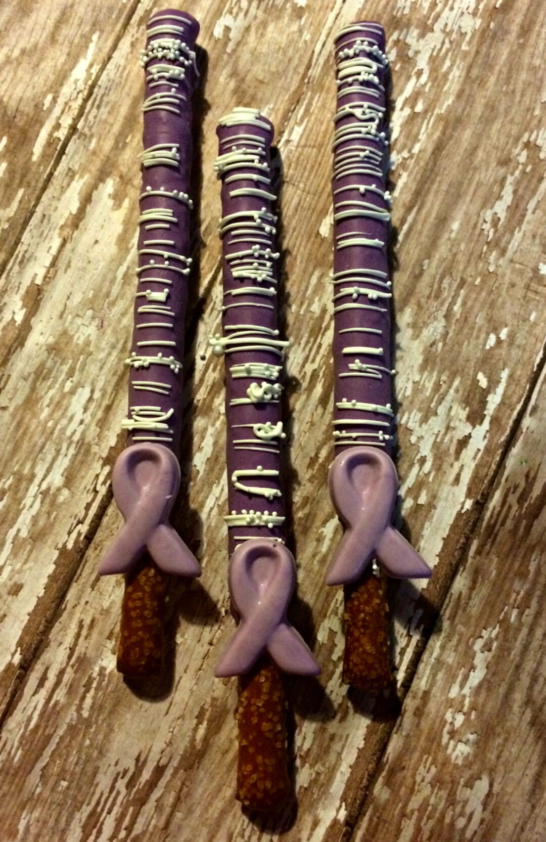 12 Purple Awareness Ribbon Chocolate Covered Pretzels Treats Favors ...
