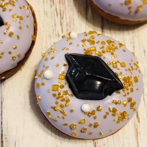 12 Lavender Lilac Gold Black Graduation Mini Donuts Doughnuts Sweets ...